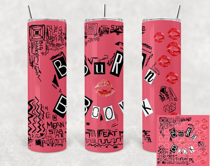 Burn Book Themed Sublimation Png With Hand Drawn Doodles and Lipstick ...
