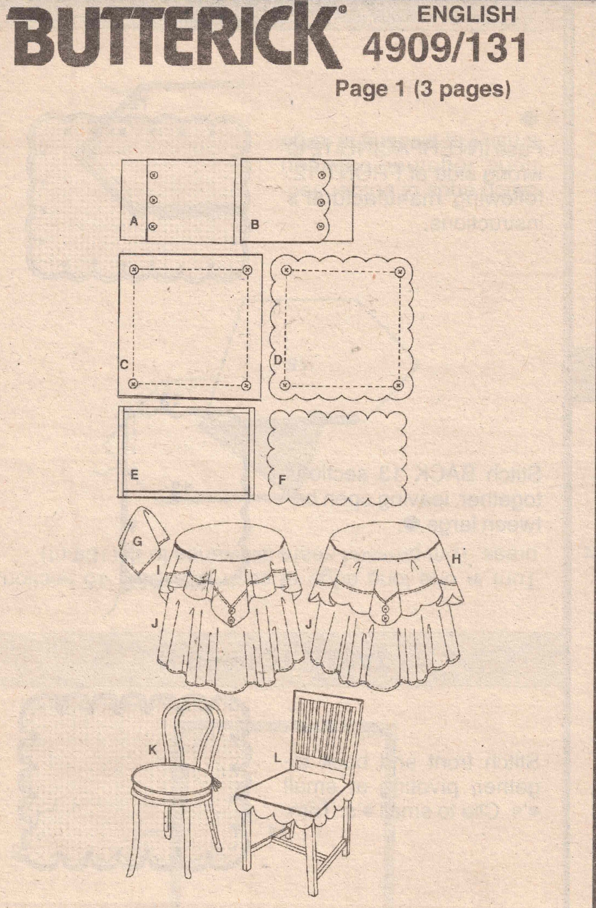 Table for Two Home Decor Sewing Pattern Table Cloth and Topper, Napkins ...