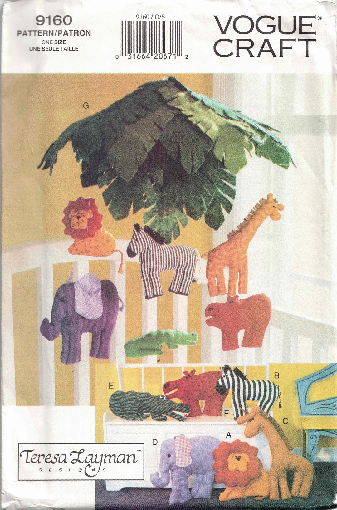 Jungle Animals Baby Mobile & Stuffies Sewing Pattern by Teresa Layman ...