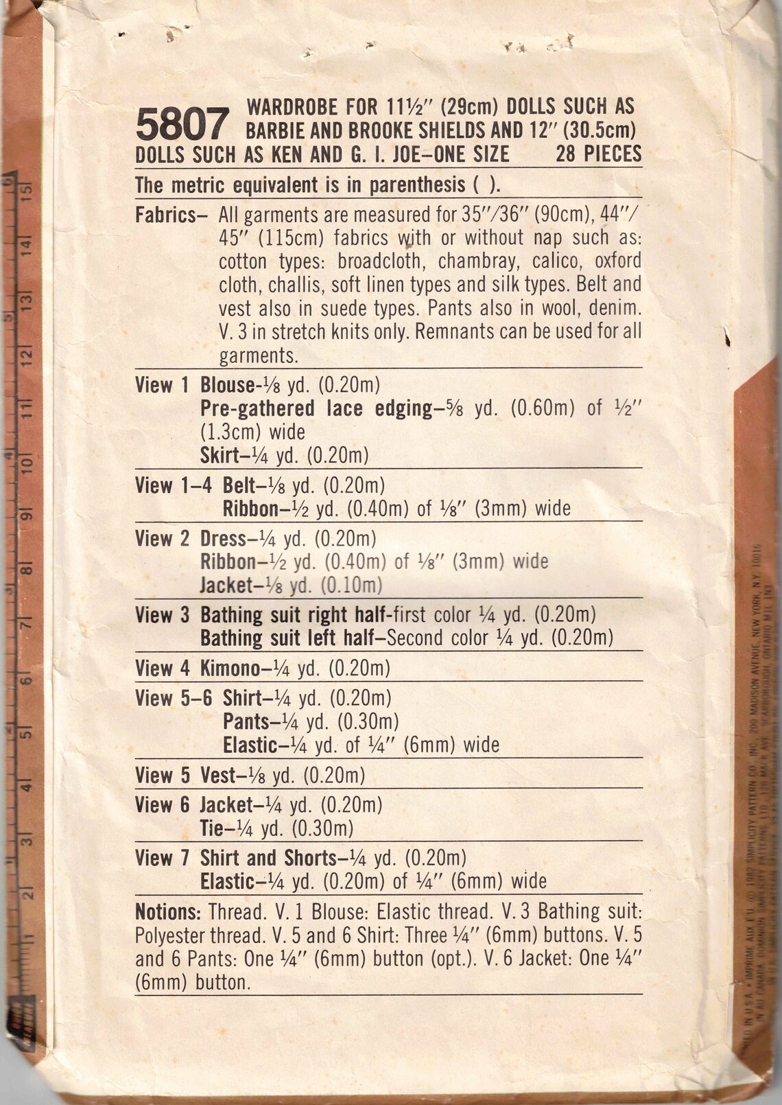 Barbie & Ken Doll Wardrobe Sewing Pattern Skirt, Blouse, Dress, Bathing ...