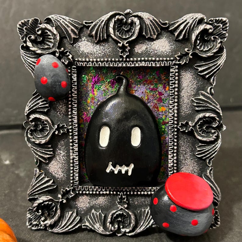 Krobus Stardew Valley Mini Frame Sculpt Decoration With Pumpkin - Etsy