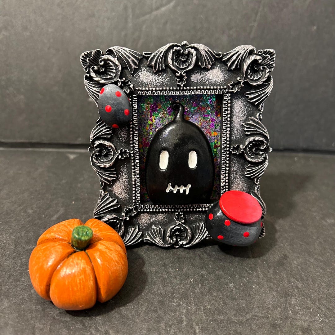 Krobus Stardew Valley Mini Frame Sculpt Decoration With Pumpkin - Etsy