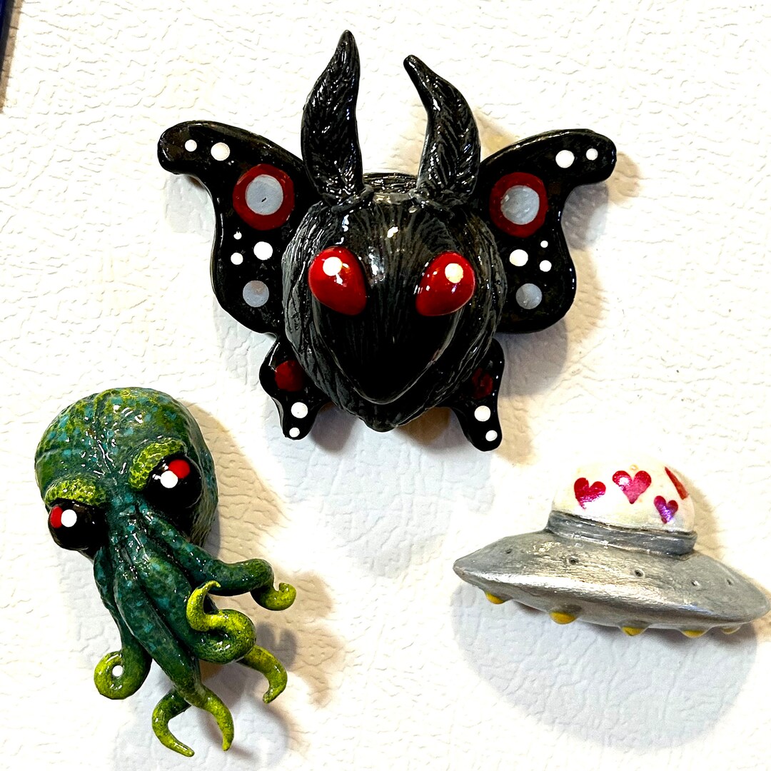 Cryptid Mothman Cthulu UFO 3 Piece Magnet Set - Etsy
