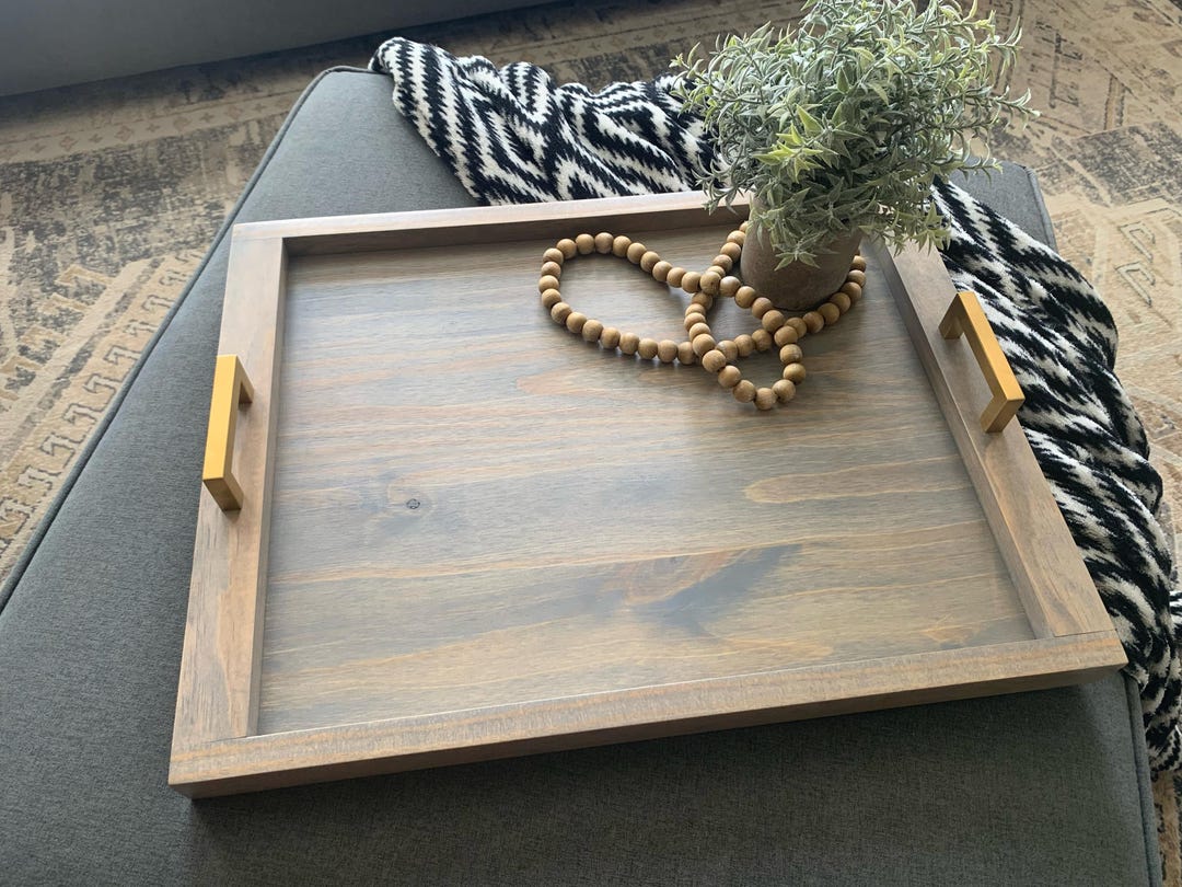 Extra Large Wooden Farmhouse Serving Tray, Rustic Wood Ottoman Tray ...