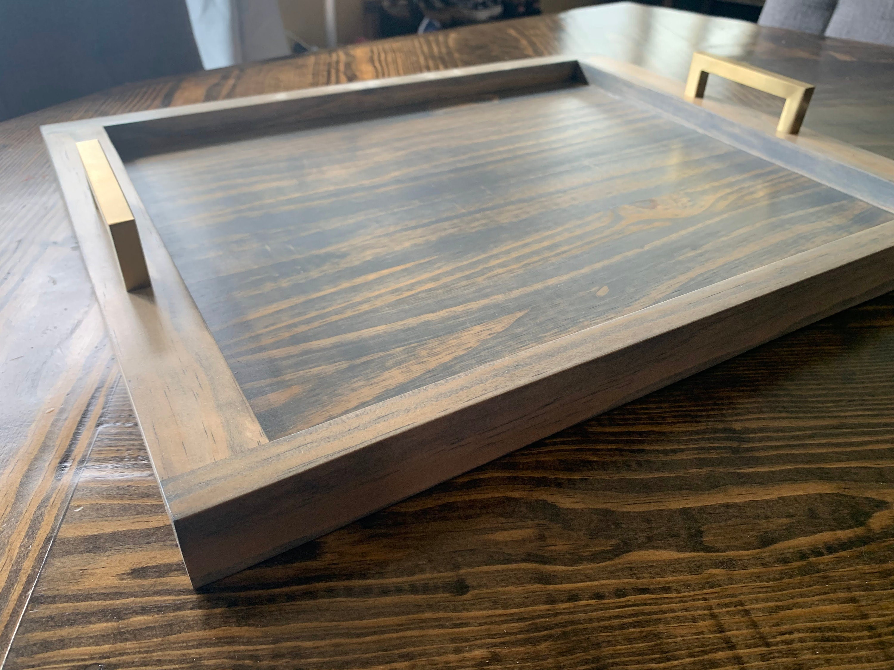 Extra Large Wooden Farmhouse Serving Tray, Rustic Wood Ottoman Tray ...