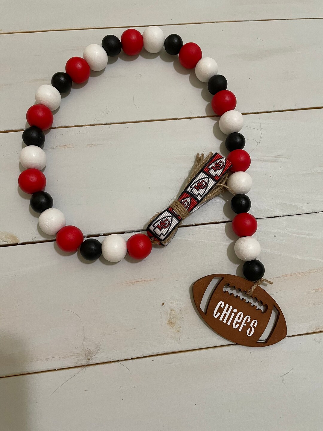 Farmhouse Wood Bead Garland, NFL, Wood Bead Garlands, Kansas City ...