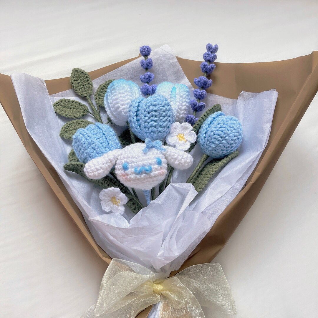 Blue and White Cinna Puppy Bouquet - Etsy