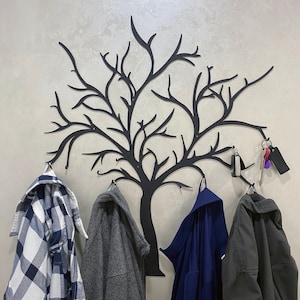 Tree Wall Decor, Wall Mount Hanger, Branch Steel Coat Hooks, Hanger ...