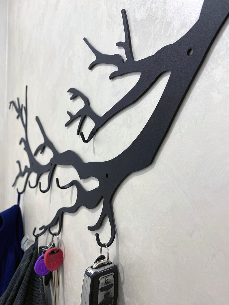 Wall Mounted Metal, Tree Branches With, Coat Rack,wall Mount Hanger ...