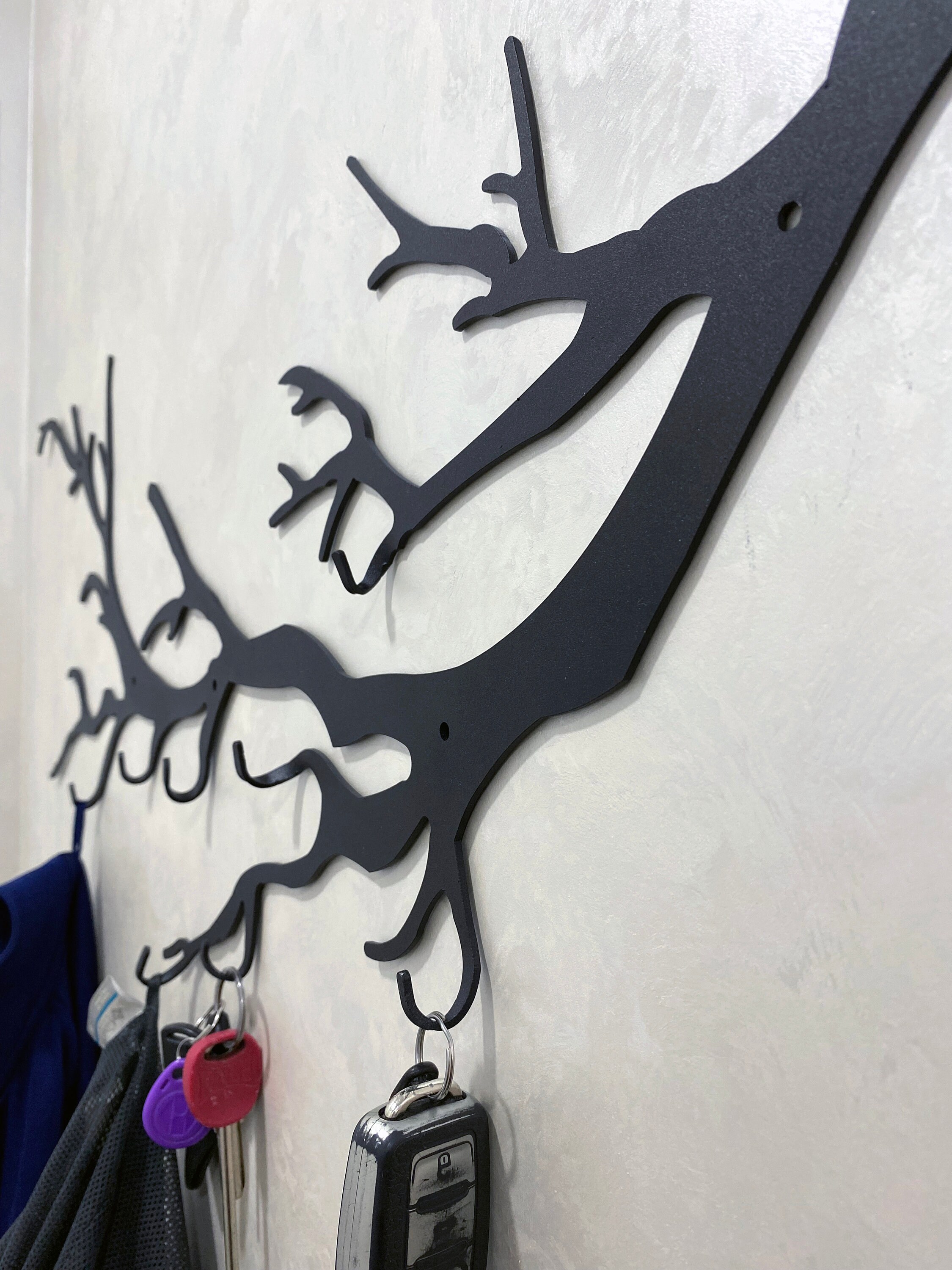 Wall Mounted Metal, Tree Branches With, Coat Rack,wall Mount Hanger ...