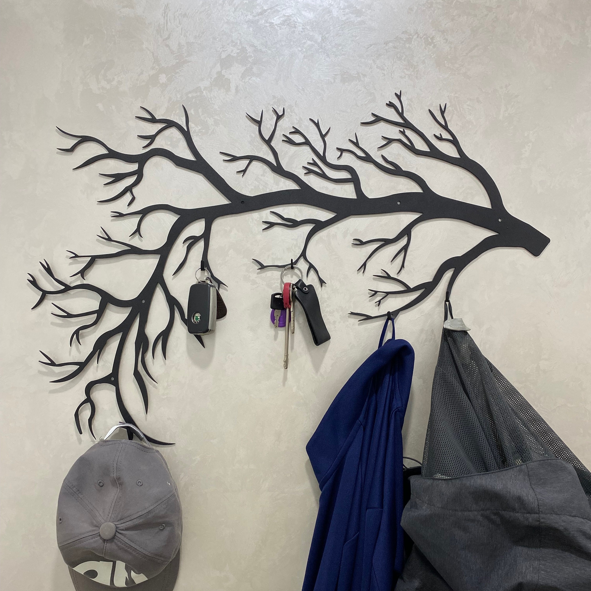 Tree Branch Coat Rack Wall, Metal Wall Art Coat Rack, Tree Coat Rack ...