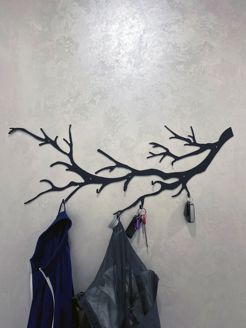 Wall Mounted Metal, Tree Branches With, Coat Rack,wall Mount Hanger ...