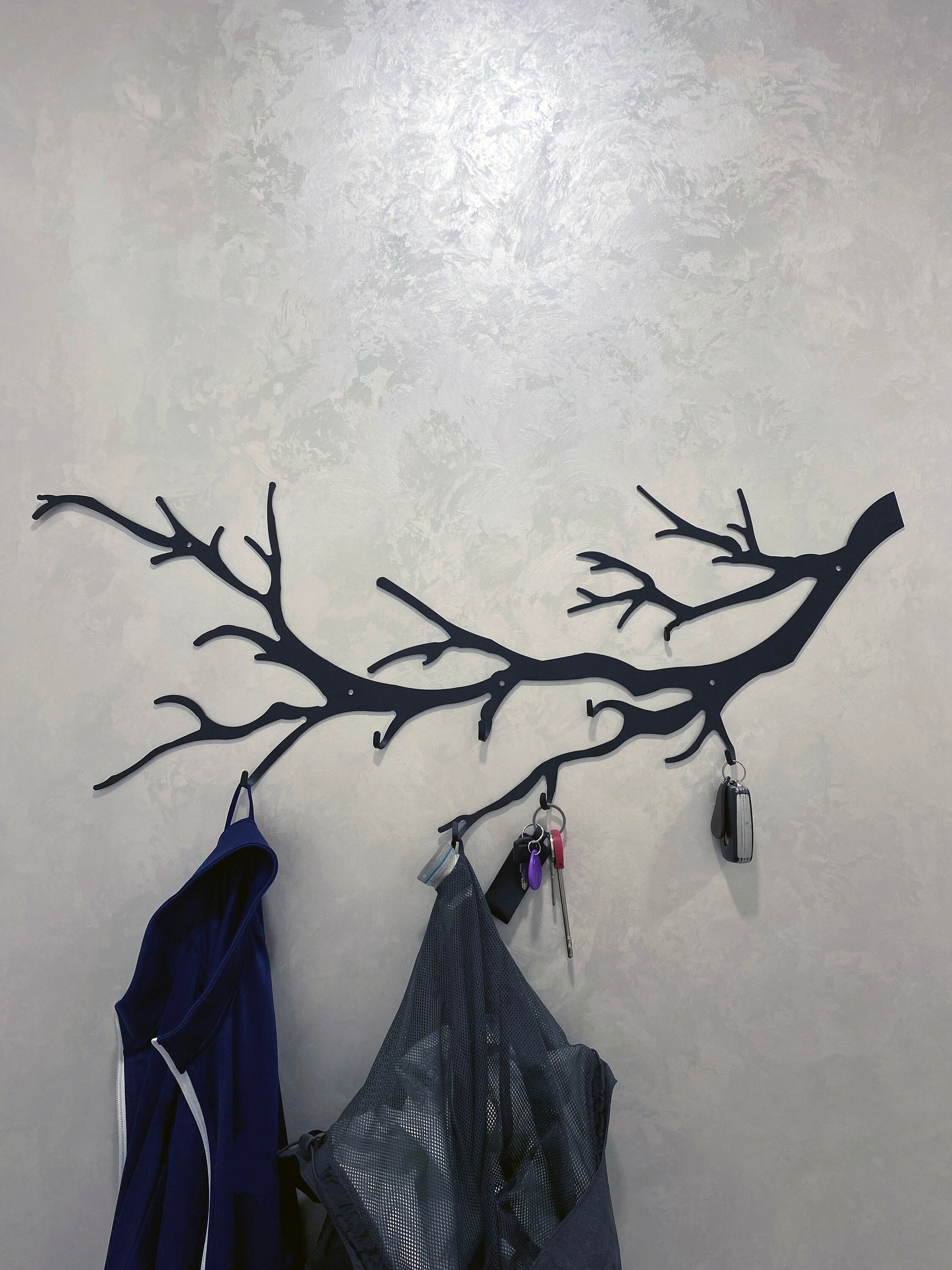 Wall Mounted Metal, Tree Branches With, Coat Rack,wall Mount Hanger ...
