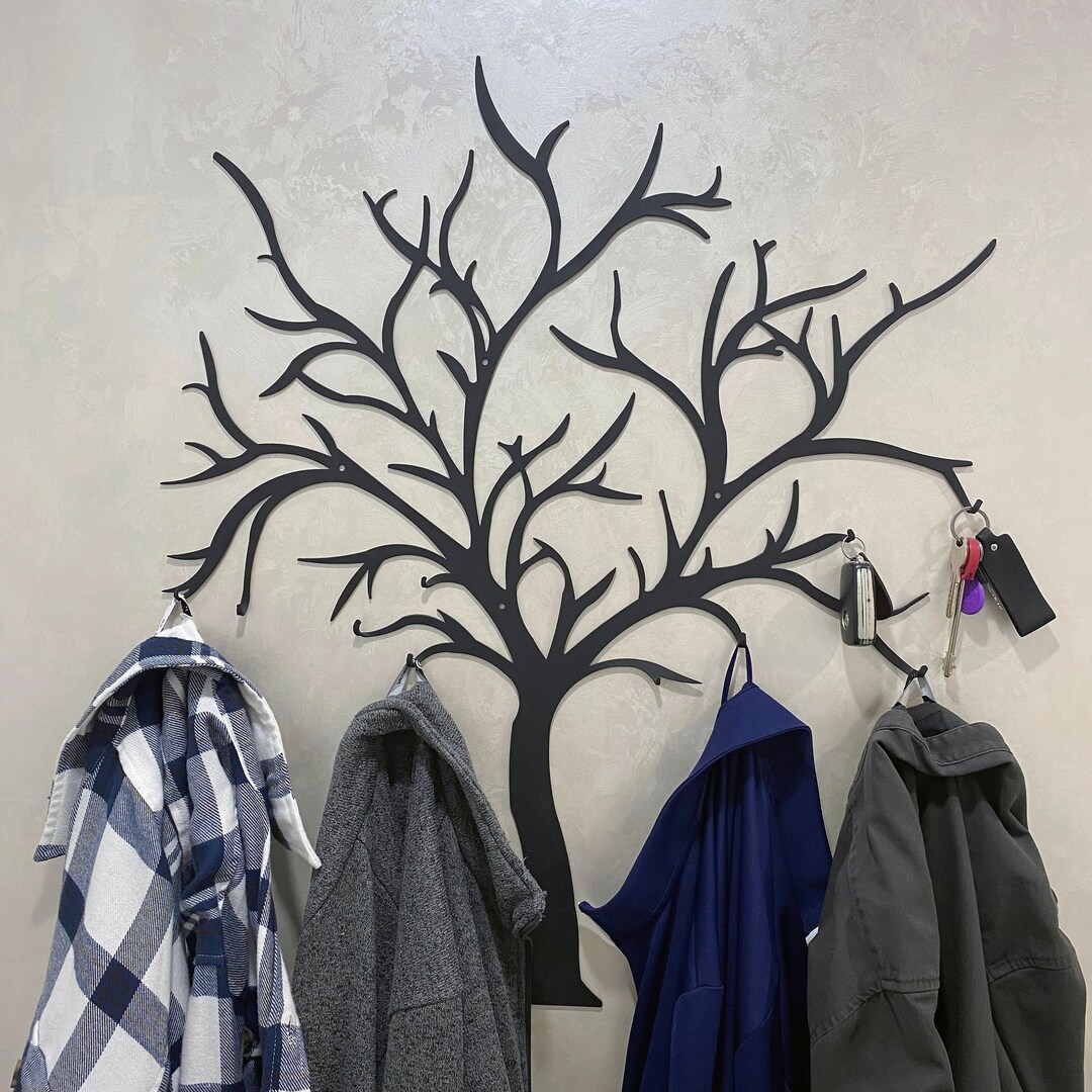 Tree Wall Decor Wall Mount Hanger Branch Steel Coat Hooks - Etsy