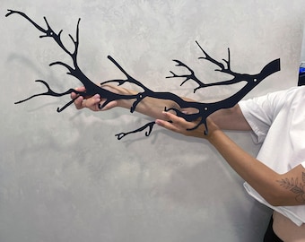 Tree Branches With Leaves Wall Mounted Metal Coat Rack Wall Mount ...