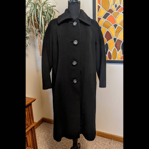 Vintage 1960s Black Collared Button Front Union Label… - Gem