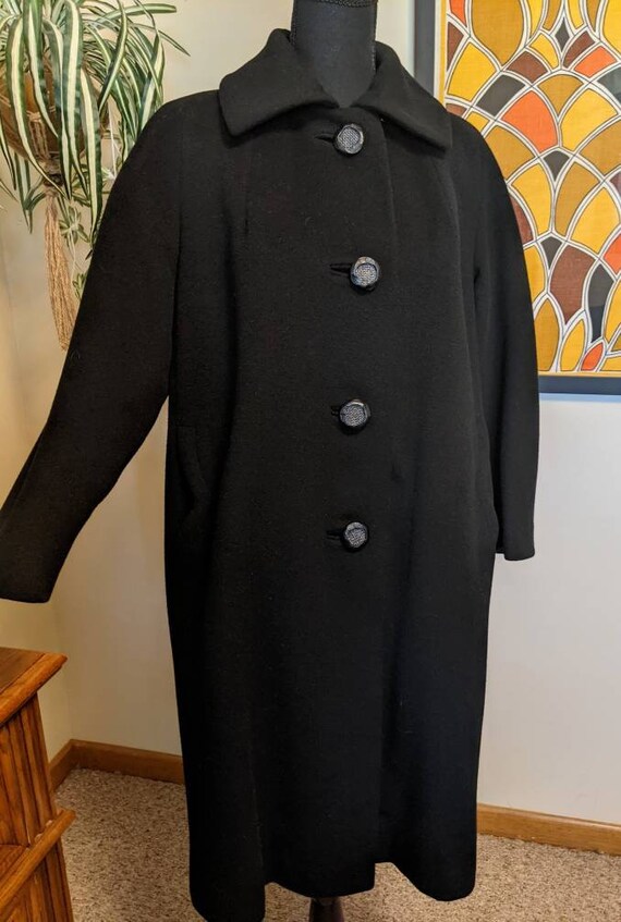 Vintage 1960s Black Collared Button Front Union Label… - Gem