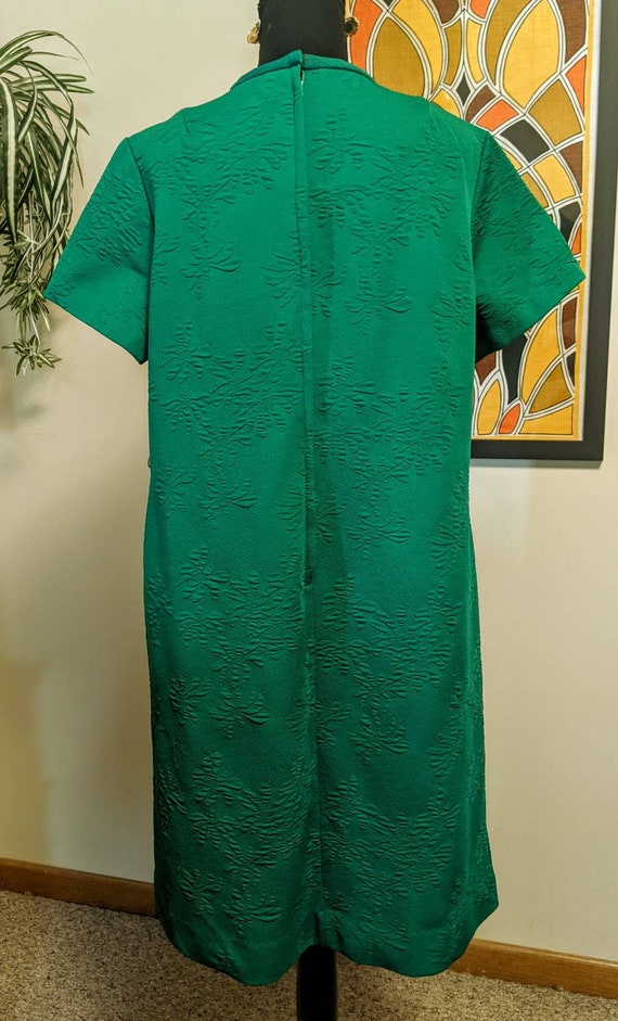 Vintage 1960s Emerald Green Textured Polyester Shift … - Gem