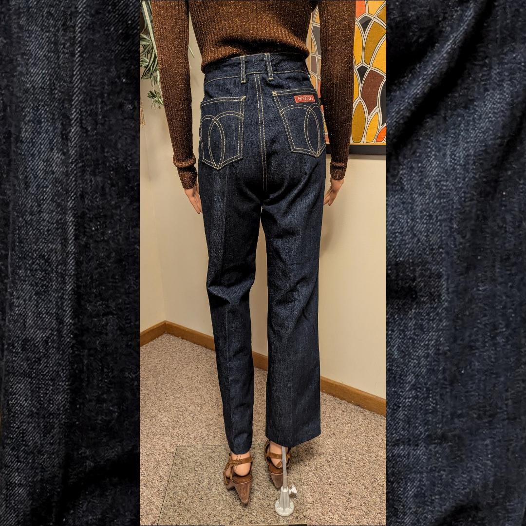 Vintage 1980s Sasson Designer Dark Wash Denim High Waisted Straight Leg ...