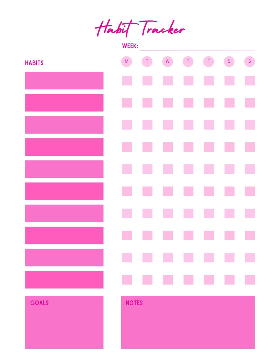 Weekly Habit Tracker in Barbie Girl Digital Planner Printable PDF - Etsy
