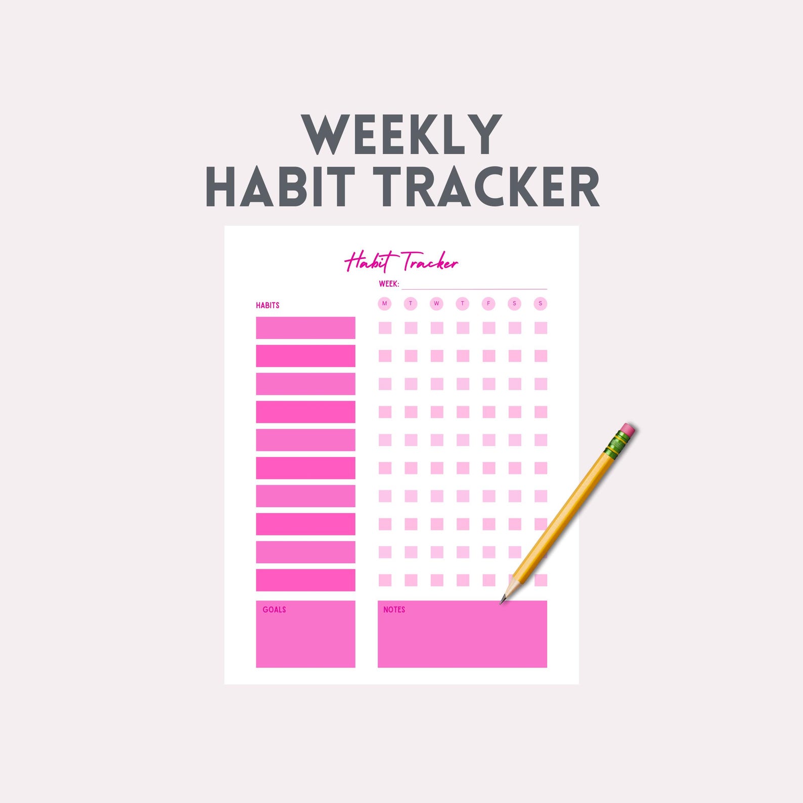 Weekly Habit Tracker in Barbie Girl | Digital Planner | Printable PDF ...