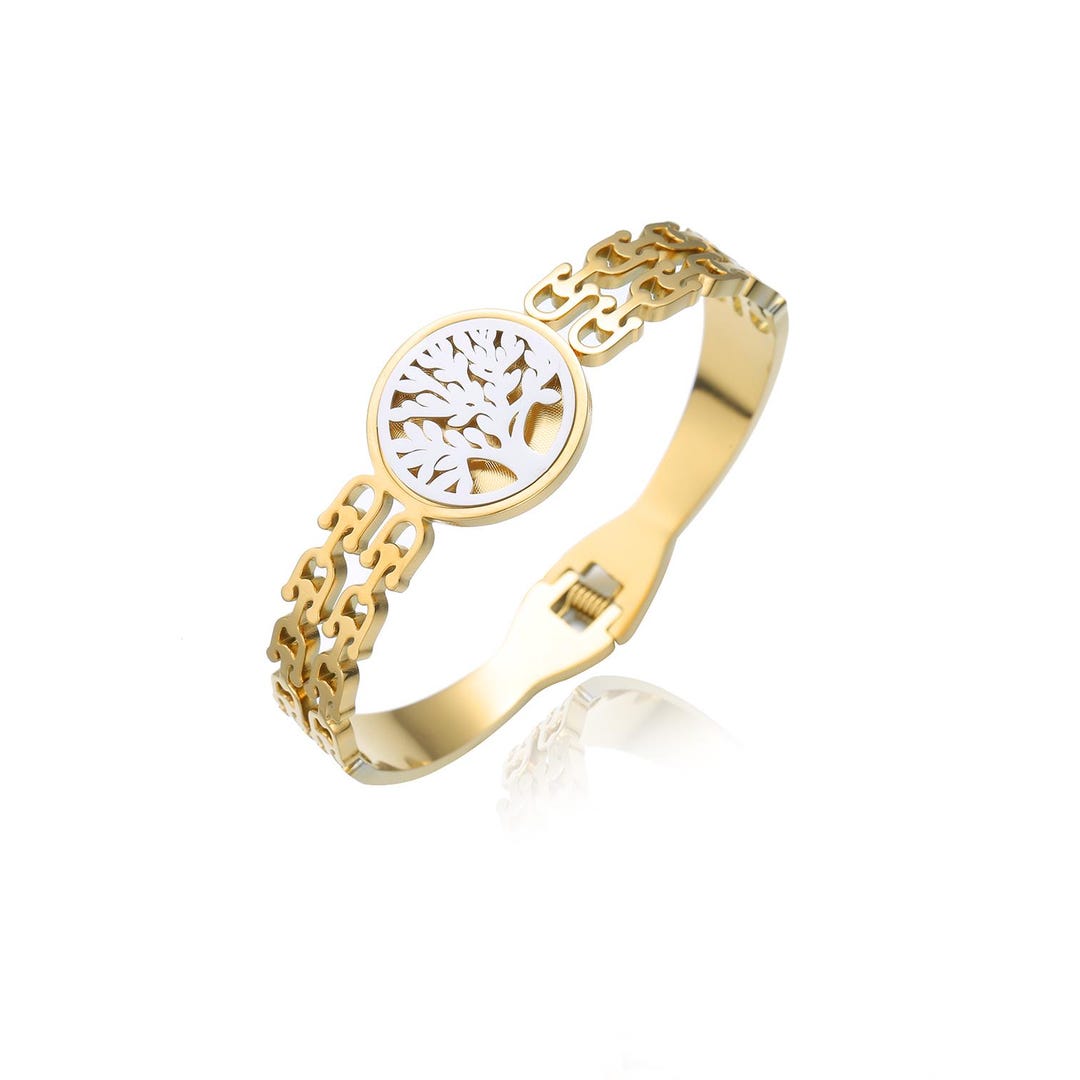 Nature Inspired Two Tone Tree Cuff Bracelet That Combines Bold and ...