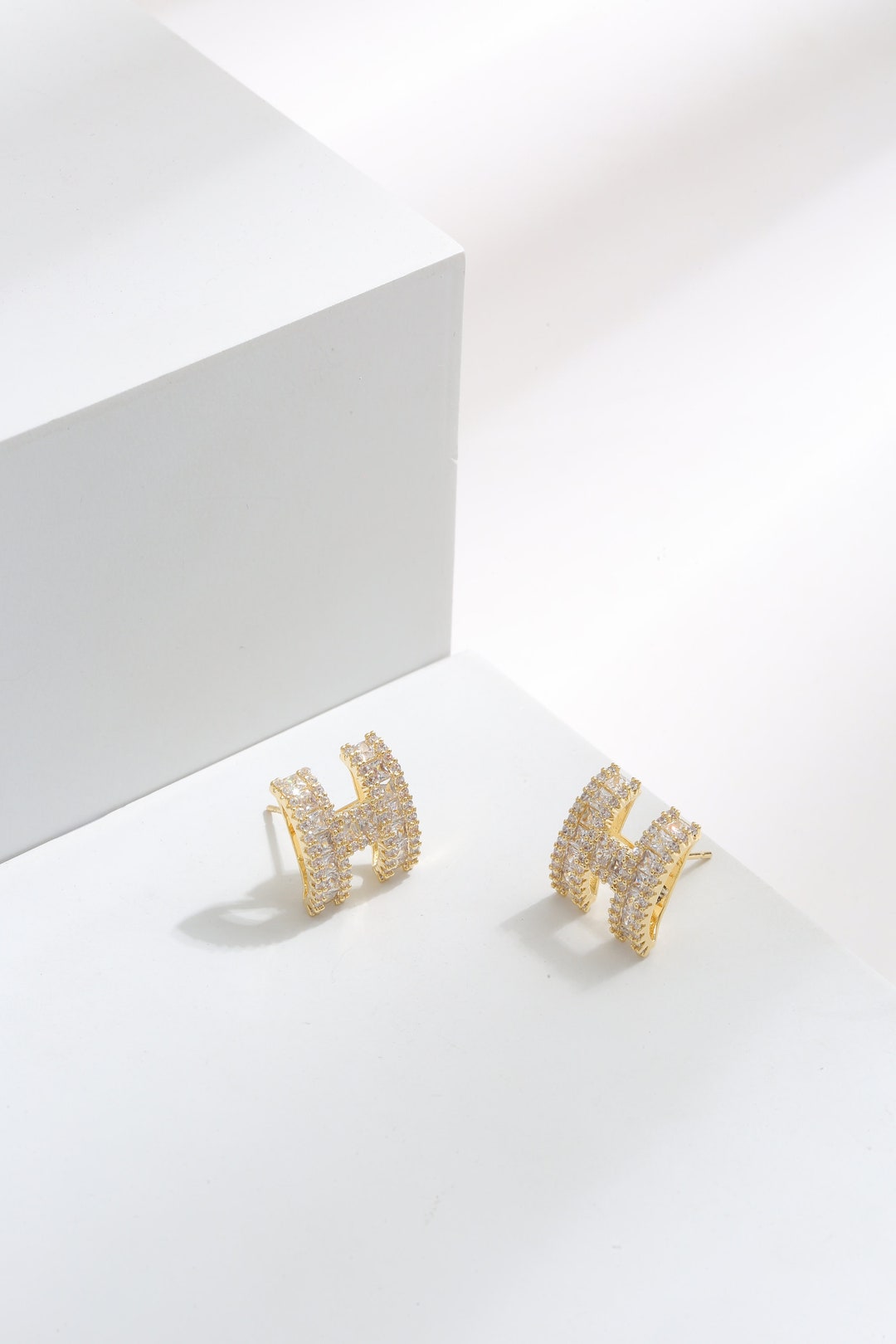 Bigger Letter h Fancy Stud Earring - Etsy