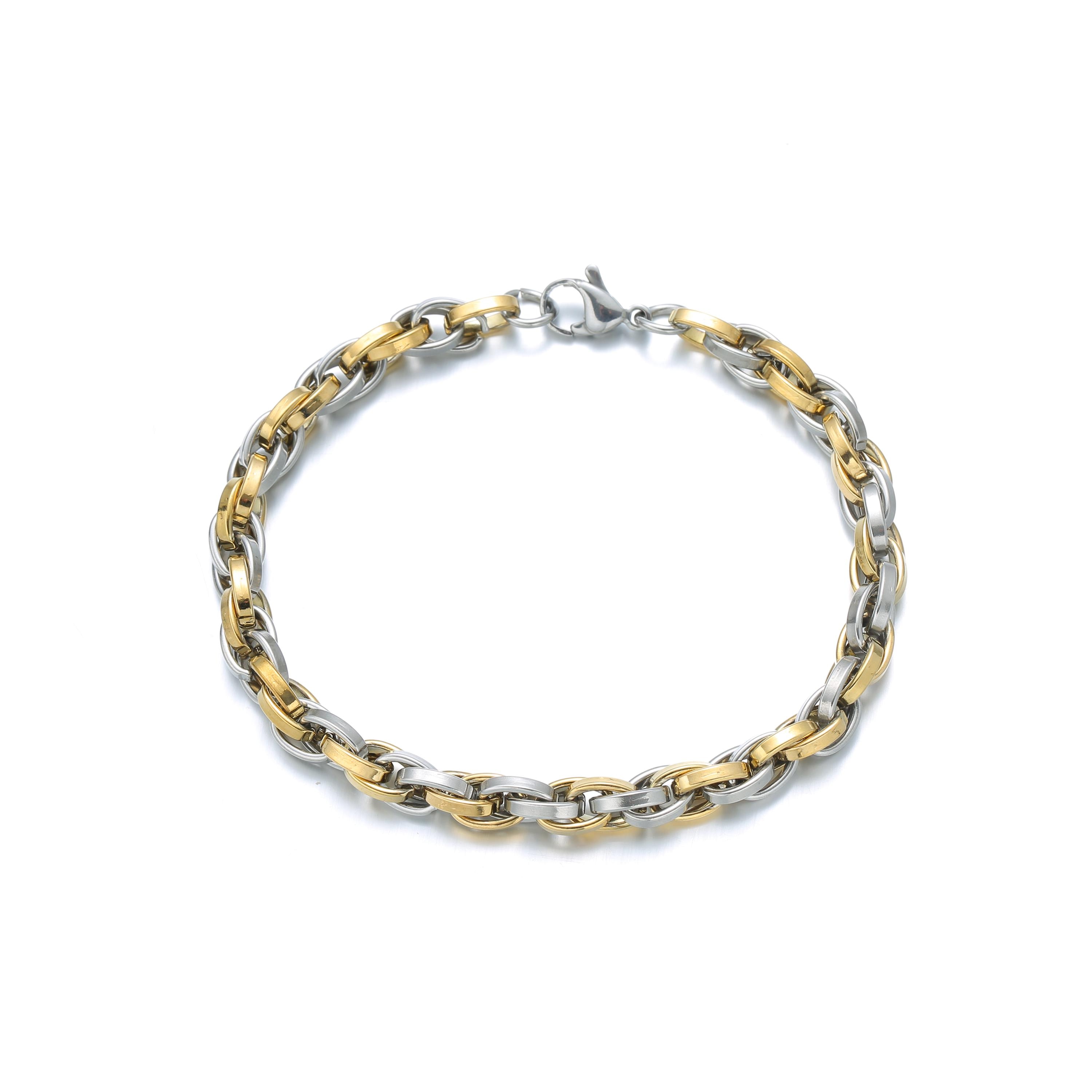 Industrial Style Edgy Two Tone Bracelet With Interlocking Links in ...