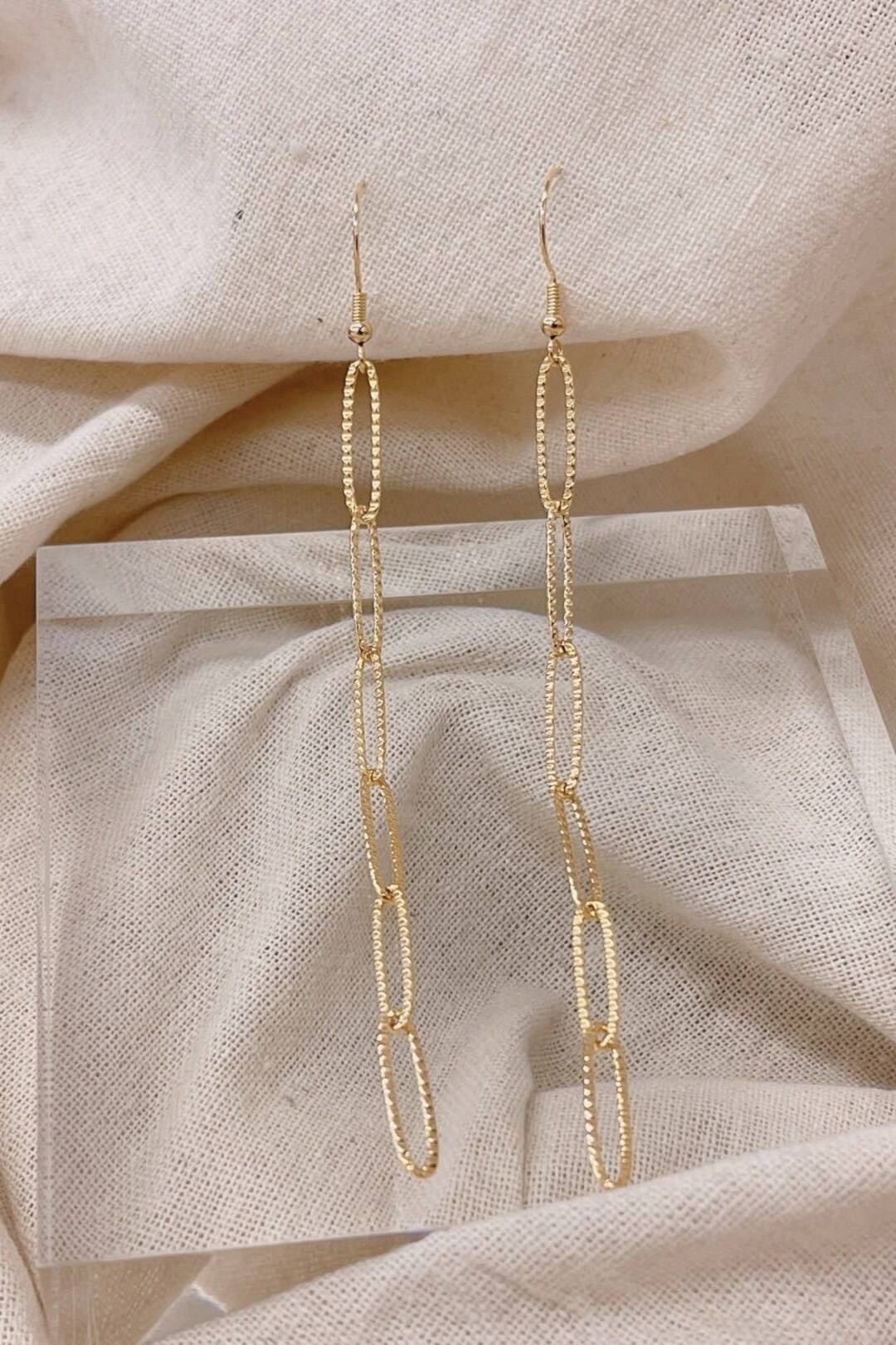 Textured Drop Down Paper Clip Earring - Etsy