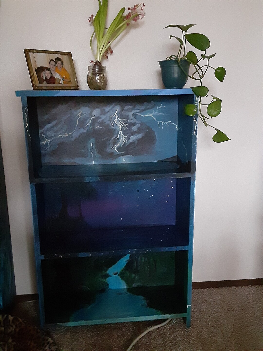 Soul Soothing Shelf. 3-shelf Bookcase W Hand Painted Acrylic Nature ...