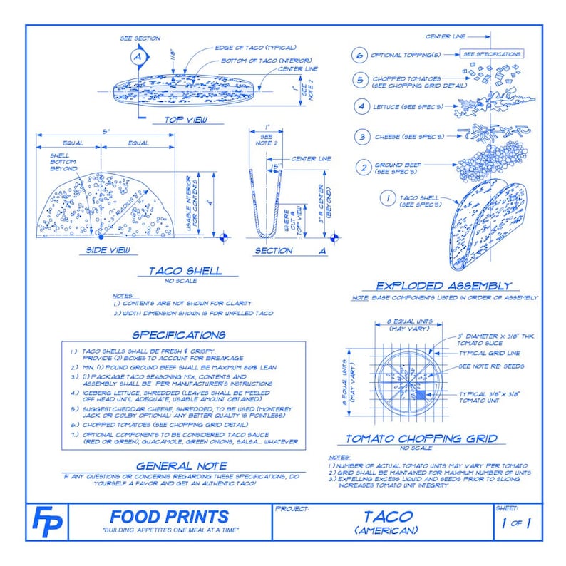 Taco Blueprint - Etsy