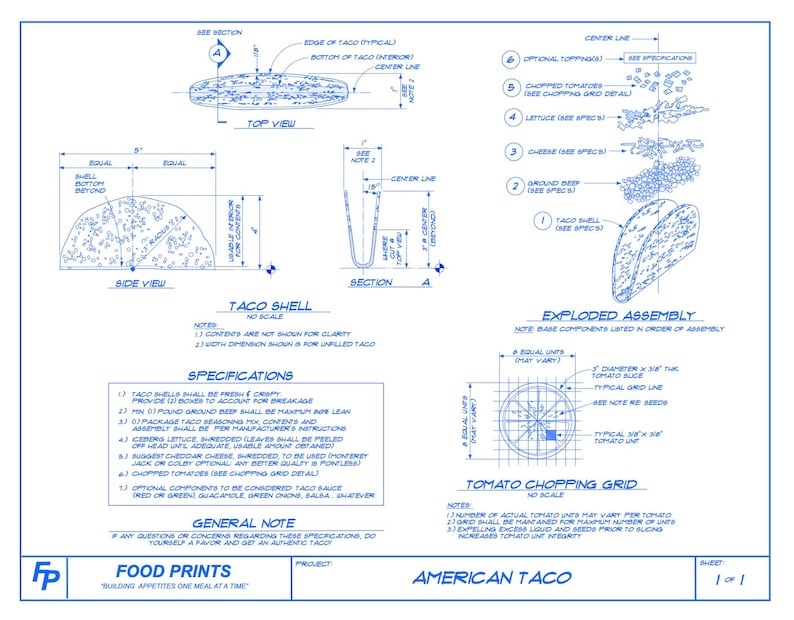 Taco Blueprint - Etsy