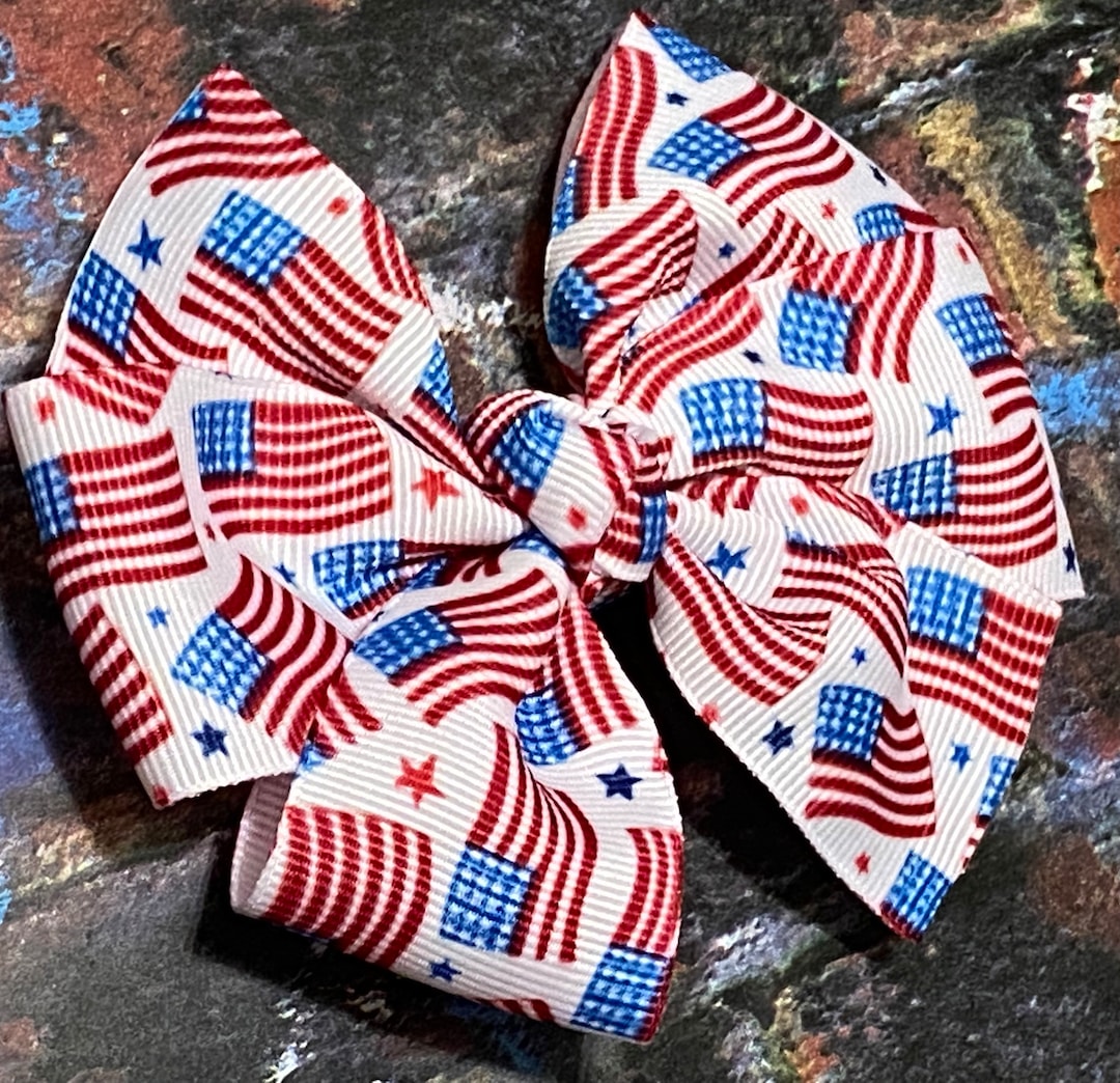 American Flag Hair Bow, Pinwheel Hair Bow, Flag Hair Bow, 4th of July ...