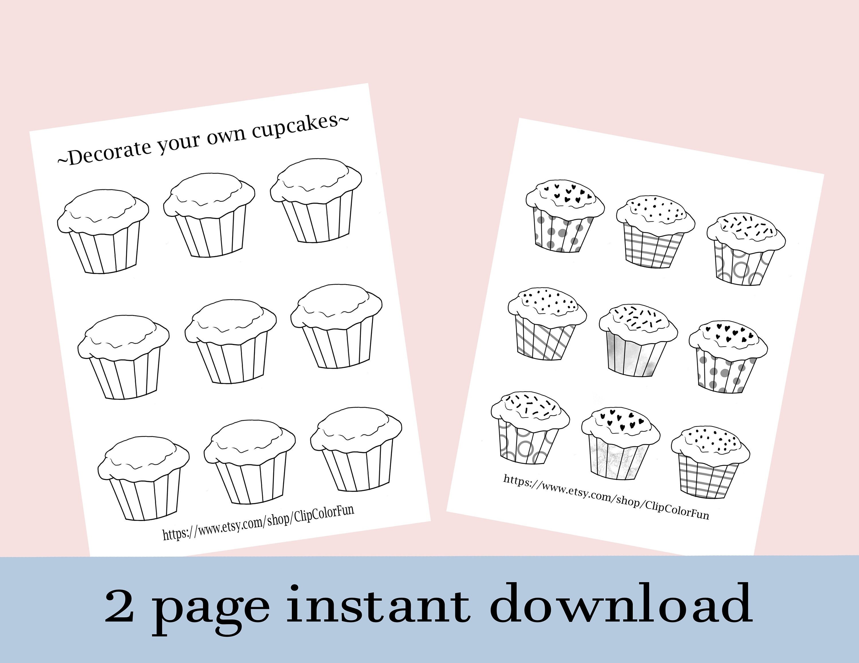 Decorate Your Own Cupcake Coloring Page