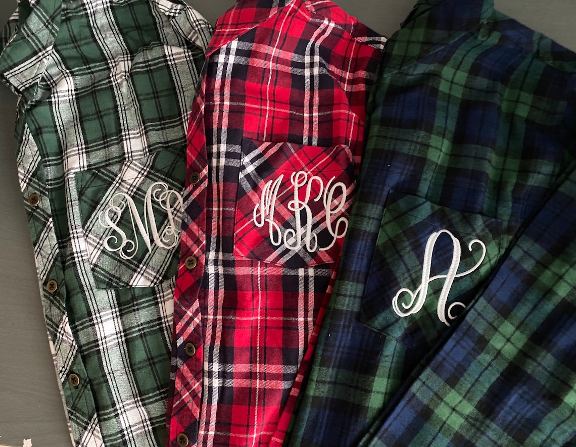 Monogrammed Flannel Shirt Custom Flannel Shirt | Etsy