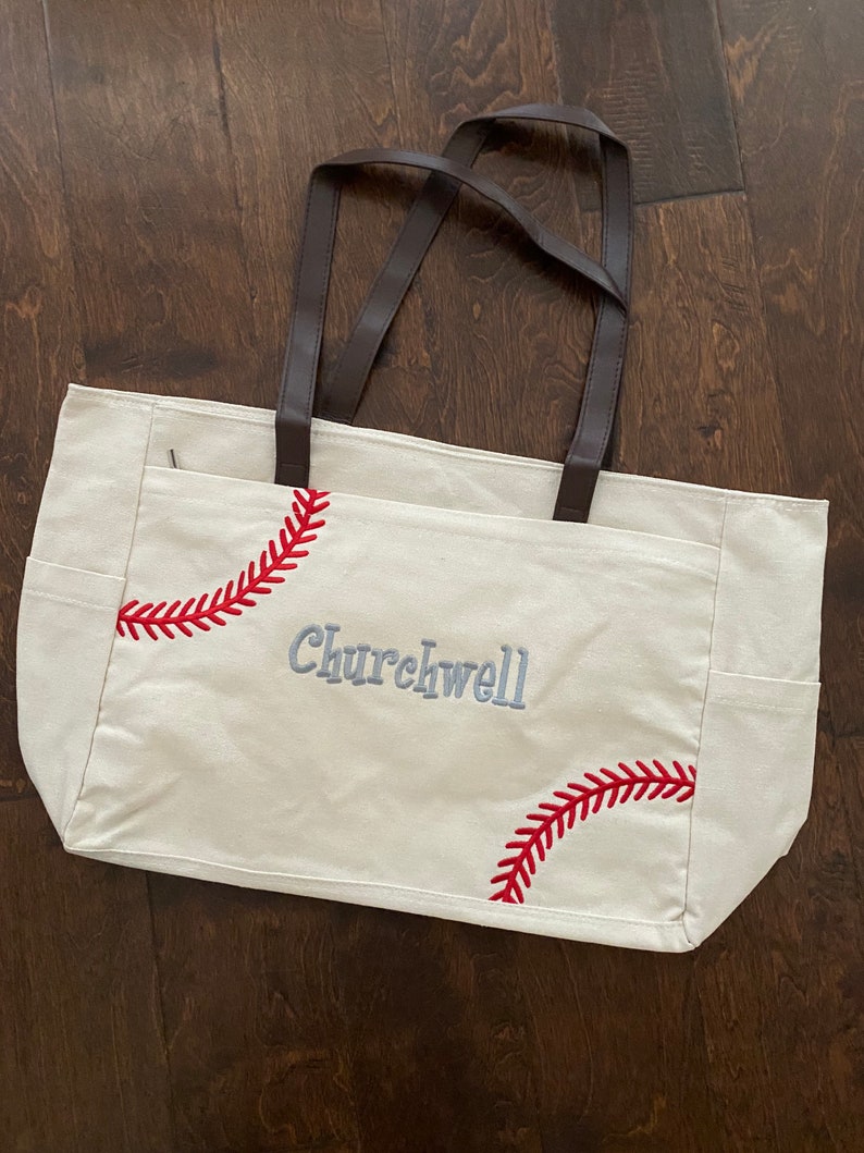 Monogrammed Baseball Tote Bag Monogrammed Baseball Bag | Etsy