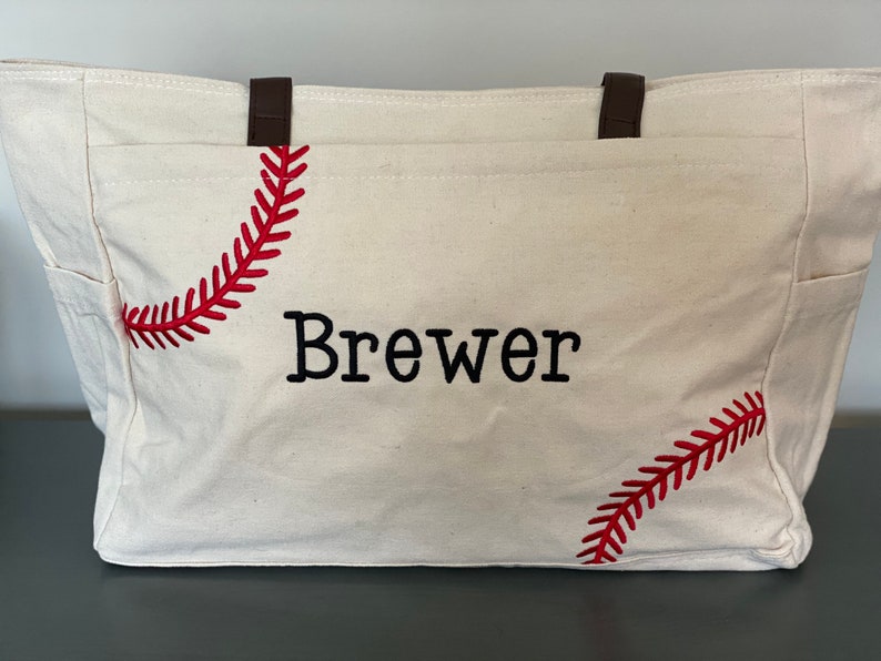 Monogrammed Baseball Tote Bag Monogrammed Baseball Bag | Etsy