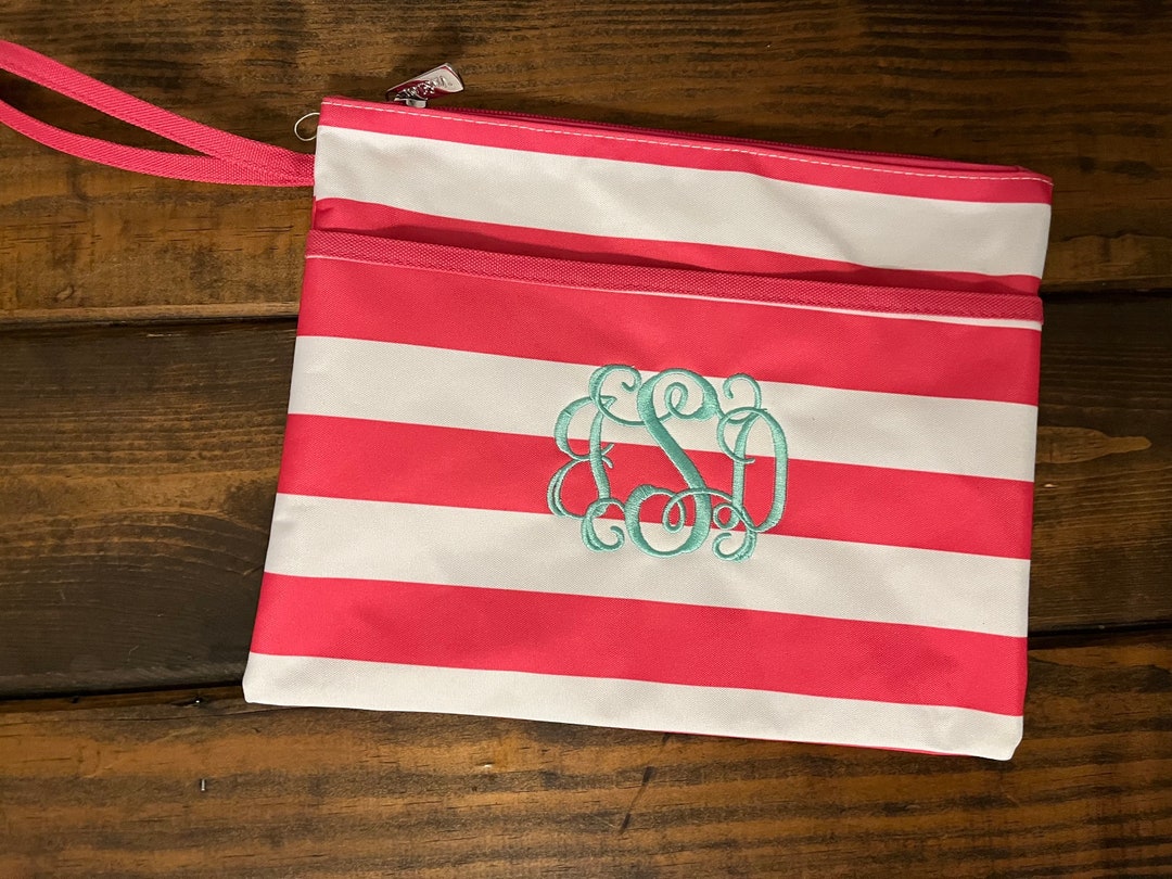 Monogrammed Accessory Bag, Personalized Zipper Pouch, Custom Wet Bag ...