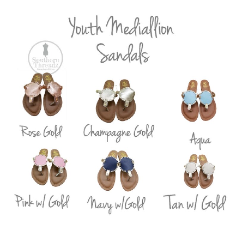 Girls Personalized Medallion Sandals/ Medallion Sandals - Etsy