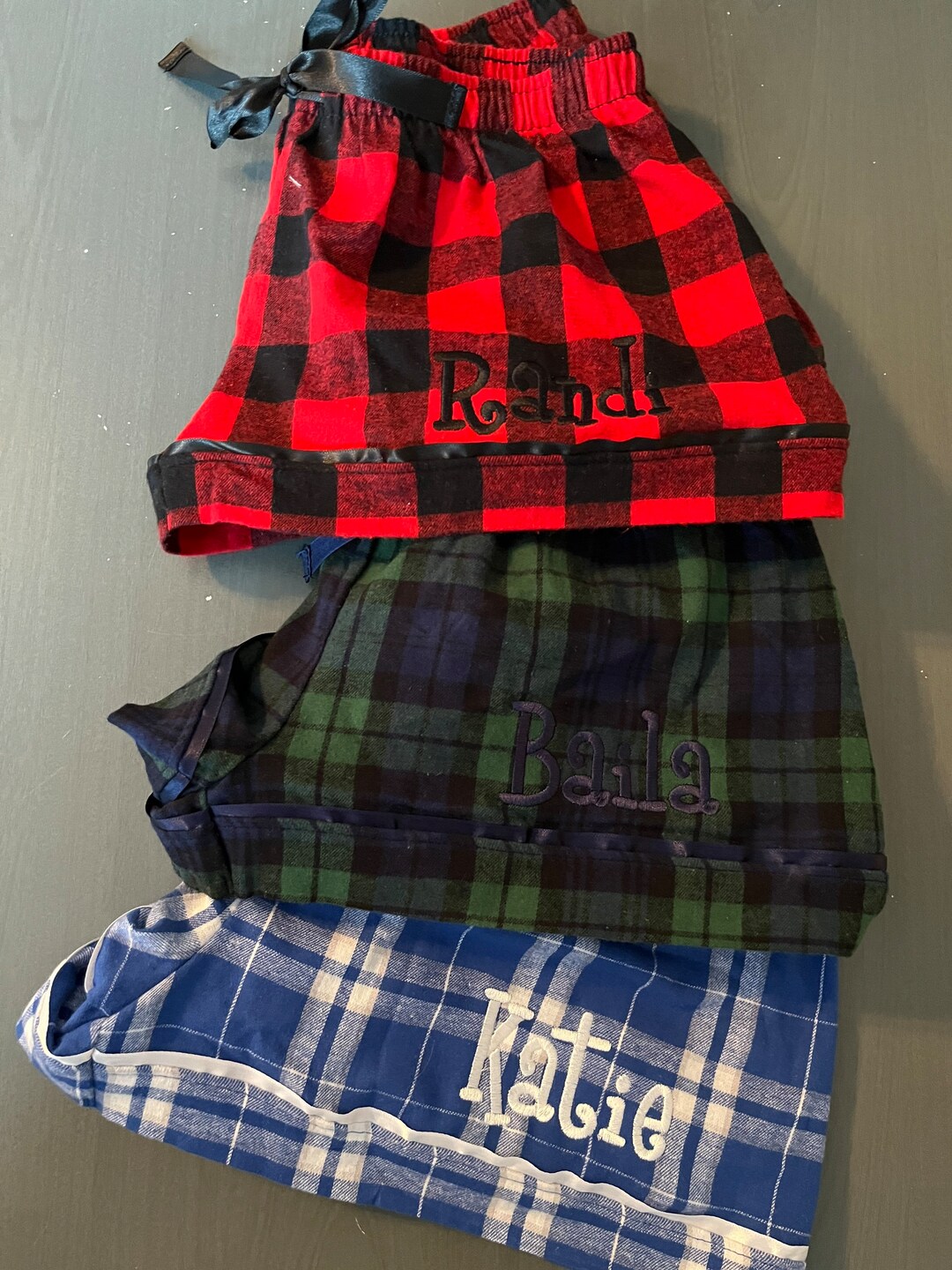Monogrammed Flannel Shorts - Plaid Pajama Shorts - Personalized Shorts ...