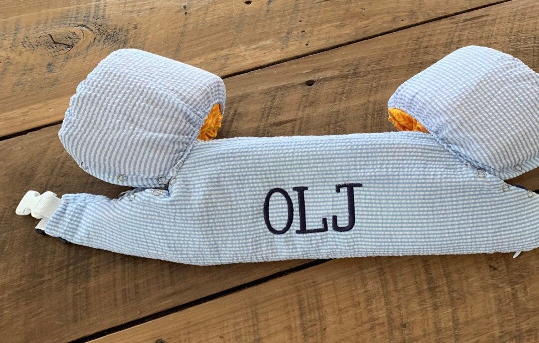 Monogrammed Seersucker Puddle Jumper Cover - Personalized Puddle Jumper ...