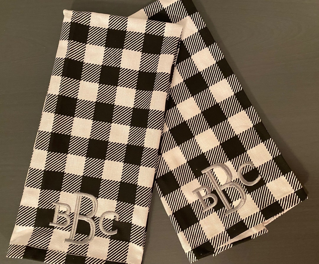 Monogrammed Buffalo Plaid Kitchen Towel: Custom Embroidered Initial - Etsy