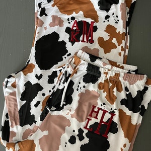 Cow Pattern Pajama Pants, Monogrammed Cow Pattern Pajama Pants, Custom ...