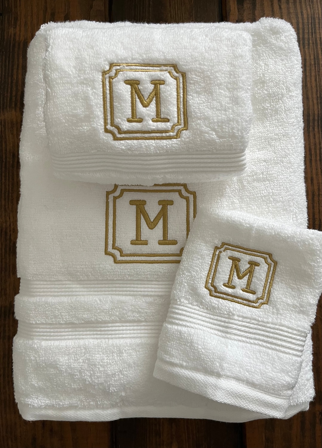 Monogrammed Bath Towel Set,monogram 3 Piece Towel Set, Monogram Towel ...
