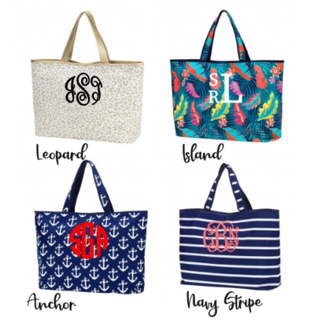 Monogrammed Bag Monogrammed Totes Custom Bags Beach Bags - Etsy