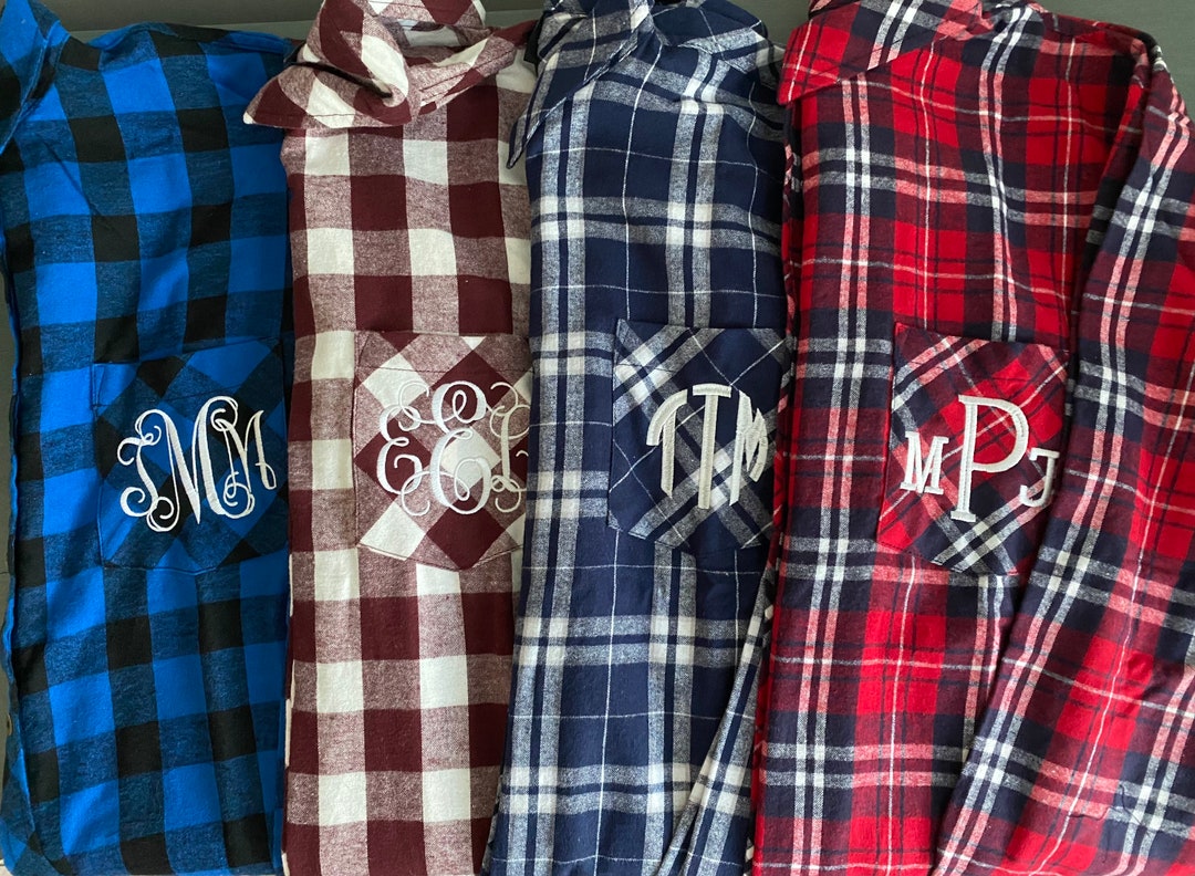 Monogrammed Flannel Shirt - Custom Flannel Shirt - Personalized Flannel ...