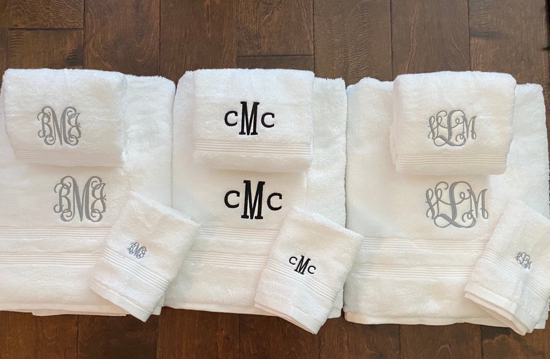Monogrammed 3 Piece Towel Set - Personalized Towel Set - Custom ...