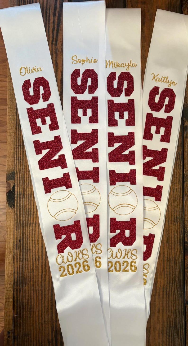 Personalized Senior Sash - Custom Senior Sports Sash - Cheer Sash ...