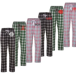 Plaid Pajama Pants / Monogram Pajama Pants / Plaid Pajama / Team Pajama ...