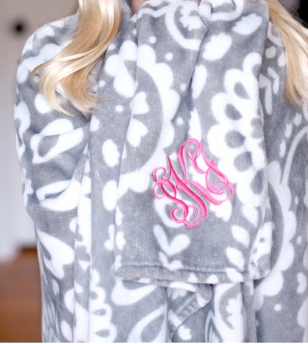 Personalized Throw Blanket/ Monogram Paisley Blanket / Custom | Etsy